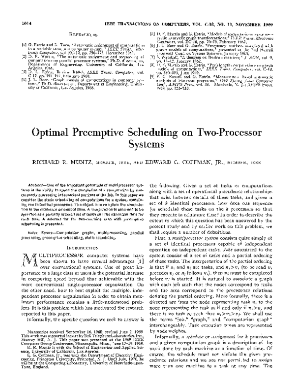 (PDF) Optimal Preemptive Scheduling on Two-Processor Systems
