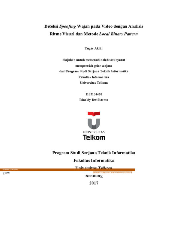 Pdf Deteksi Spoofing Wajah Pada Video Dengan Analisis Ritme Visual Dan Metode Local Binary Pattern
