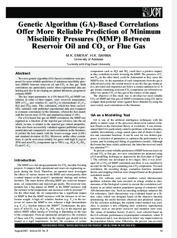 Pdf Genetic Algorithm Ga Based Correlations Offer More Reliable Prediction Of Minimum