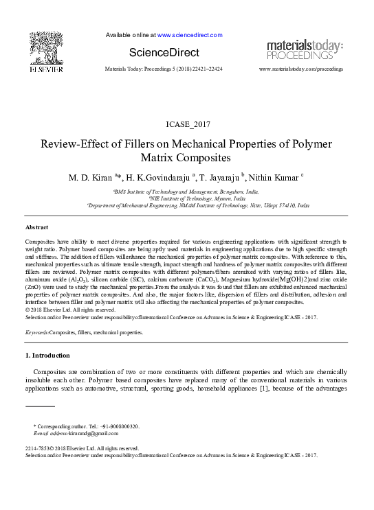 (PDF) Review-Effect of Fillers on Mechanical Properties of Polymer ...