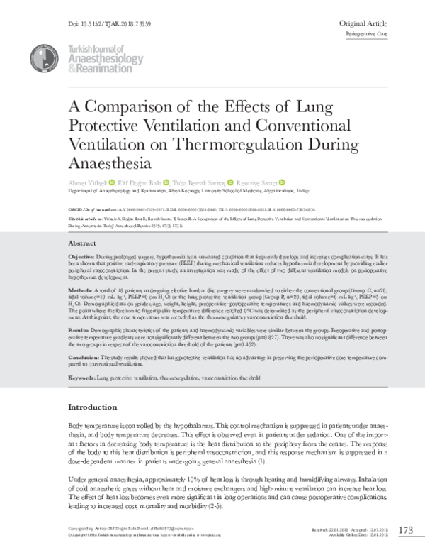 (PDF) A Comparison of the Effects of Lung Protective Ventilation and ...