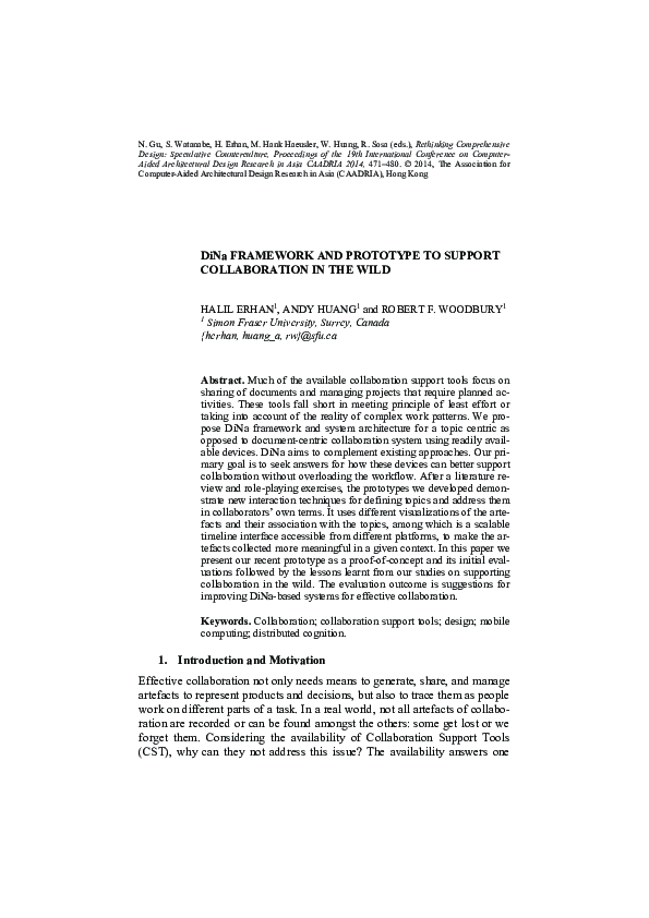 Pdf Dina Enhancing Collaboration In Complex Work