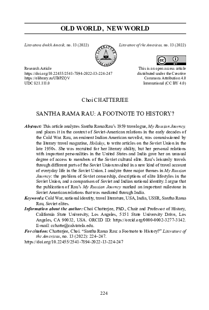 (PDF) Santha Rama Rau: A Footnote to History?