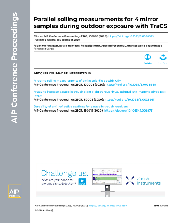 (PDF) Parallel soiling measurements for 4 mirror samples during outdoor exposure with TraCS
