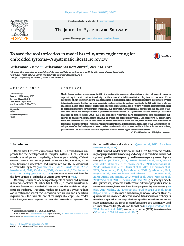 Pdf Toward The Tools Selection In Model Based System Engineering For