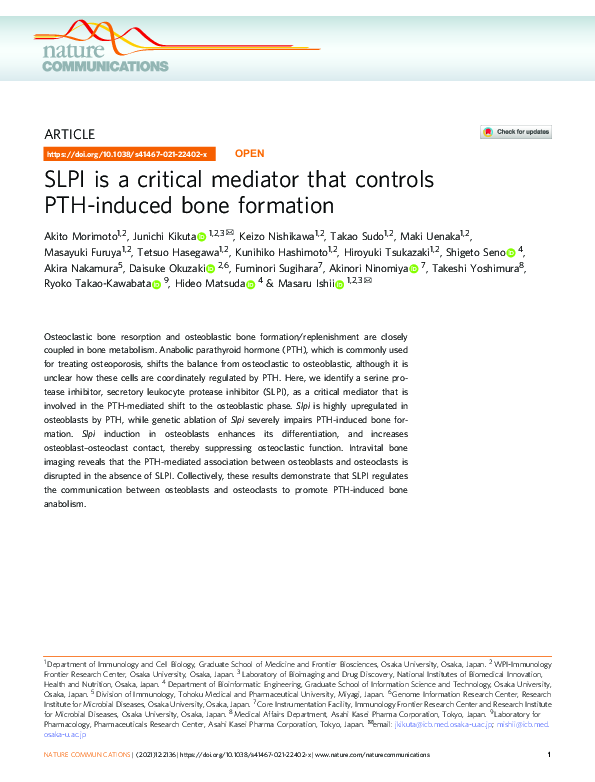 (PDF) SLPI is a critical mediator that controls PTH-induced bone formation