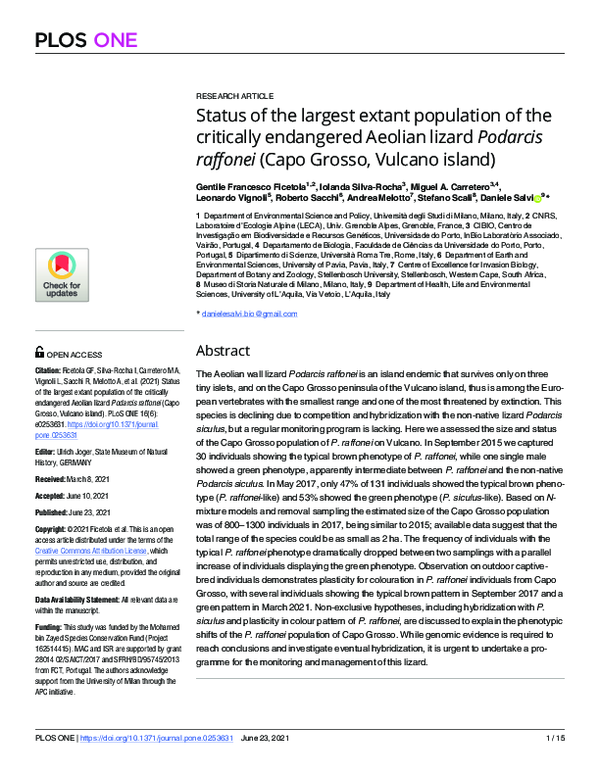 (PDF) Status of the largest extant population of the critically ...