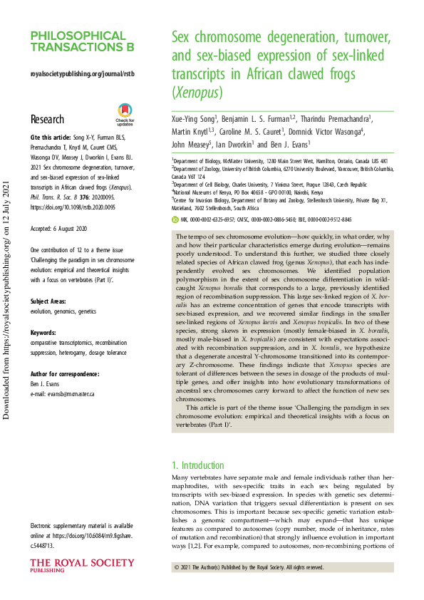 Pdf Sex Chromosome Degeneration Turnover And Sex Biased Expression Of Sex Linked Transcripts