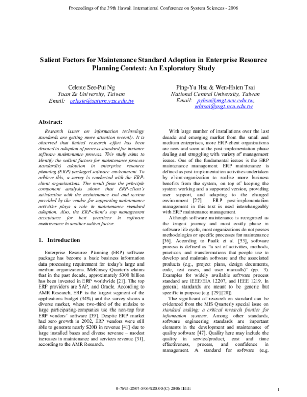 (PDF) Salient Factors for Maintenance Standard Adoption in Enterprise ...