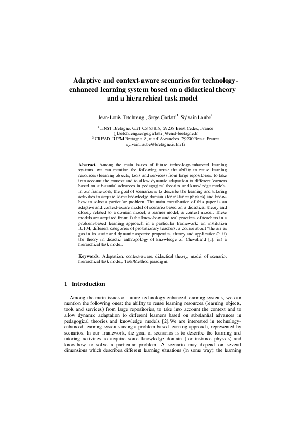 (PDF) Adaptive and context-aware scenarios for technology-enhanced learning system based on a ...