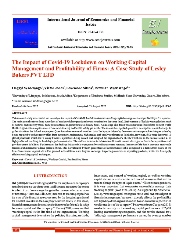 (PDF) The Impact of Covid-19 Lockdown on Working Capital Management and ...