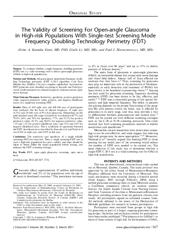 (PDF) The Validity of Screening For Open-angle Glaucoma in High-risk ...