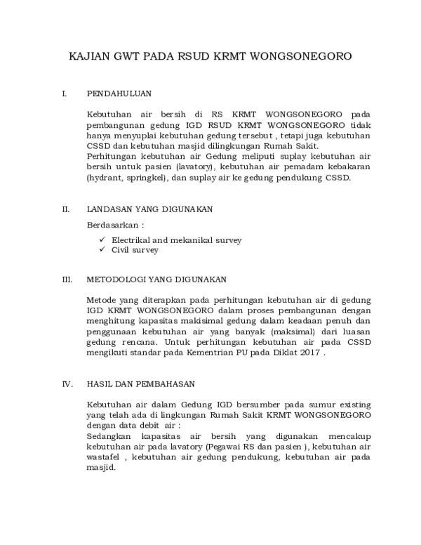 (DOC) KAJIAN GWT PADA RSUD KRMT WONGSONEGORO