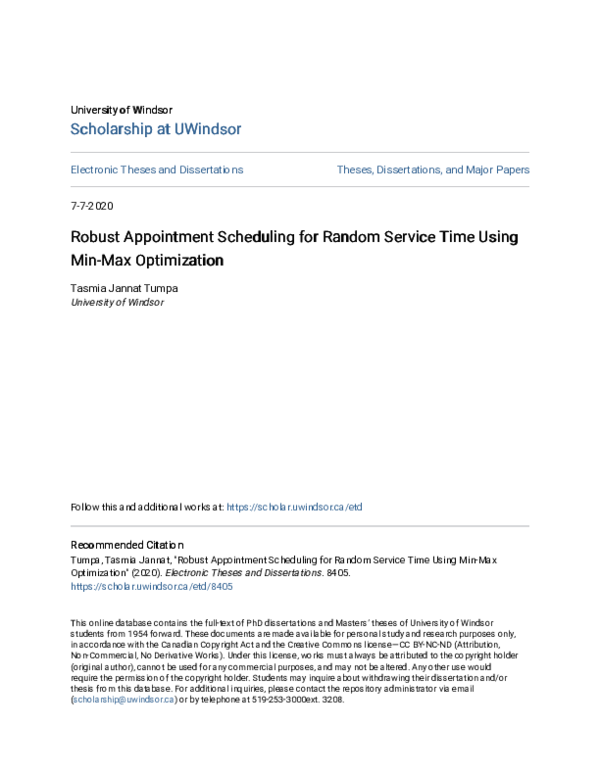 (PDF) Robust Appointment Scheduling for Random Service Time Using Min ...