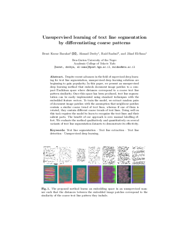 (PDF) Unsupervised Learning of Text Line Segmentation by Differentiating Coarse Patterns | Jihad ...