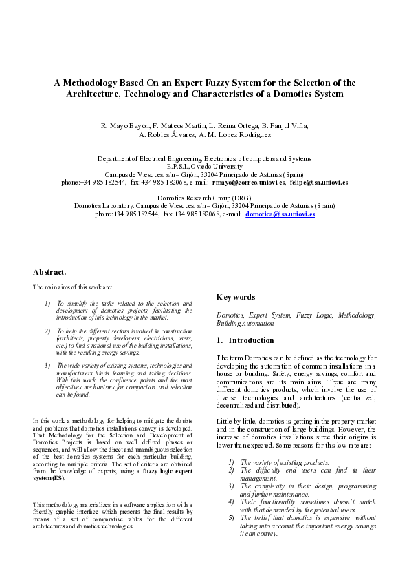 (PDF) A Methodology Based on an Expert Fuzzy System for the Selection of the Architecture ...