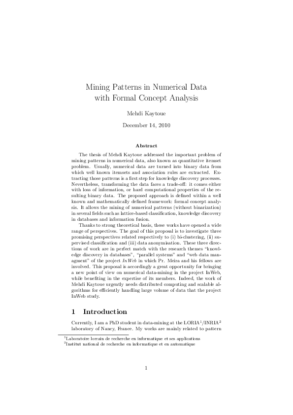 (PDF) Mining Numerical Patterns via Formal Concept Analysis