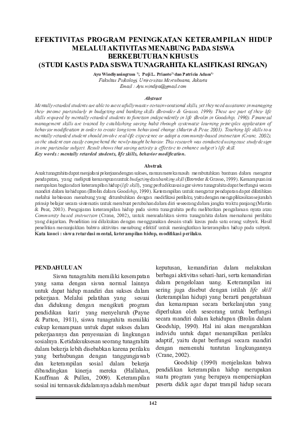 (PDF) Efektivitas Program Peningkatan Keterampilan Hidup Melalui Aktivitas Menabung Pada Siswa ...