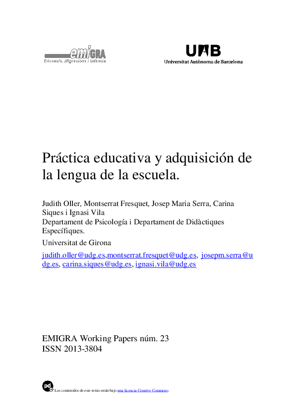 (PDF) Práctica educativa y adquisición de la lengua de la escuela