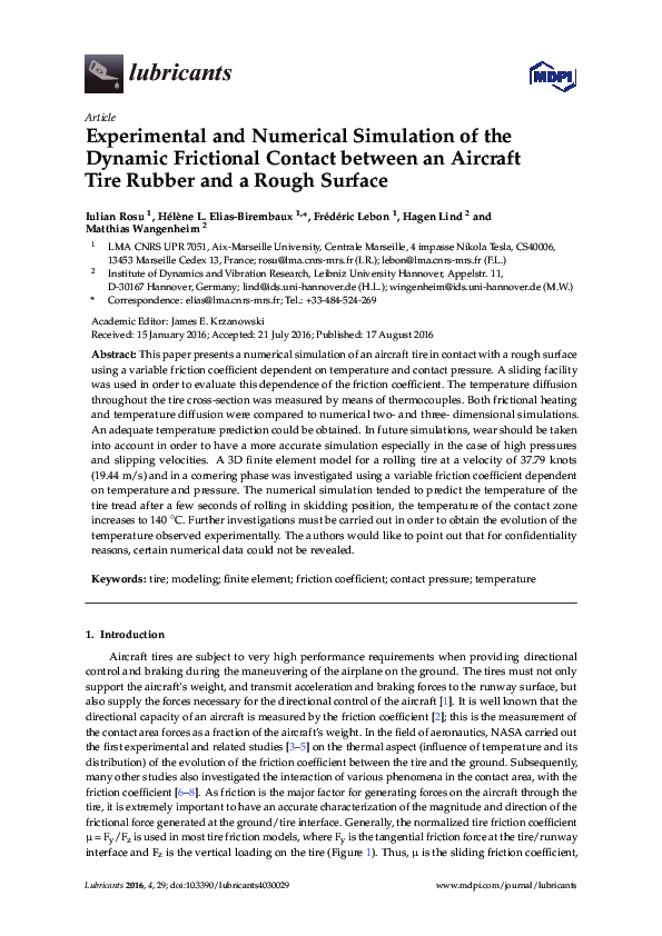 Pdf Experimental And Numerical Simulation Of The Dynamic Frictional