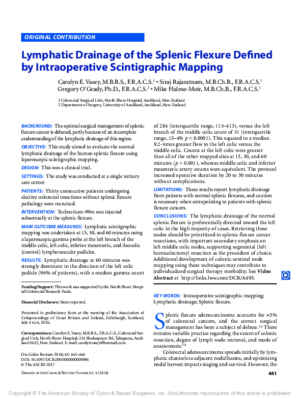 (PDF) Lymphatic Drainage of the Splenic Flexure Defined by ...