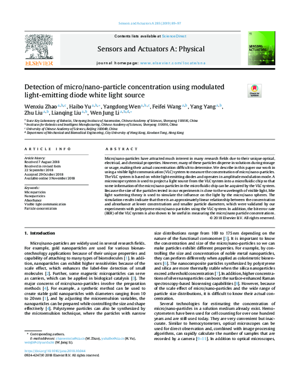 (PDF) Detection of micro/nano-particle concentration using modulated light-emitting diode white ...