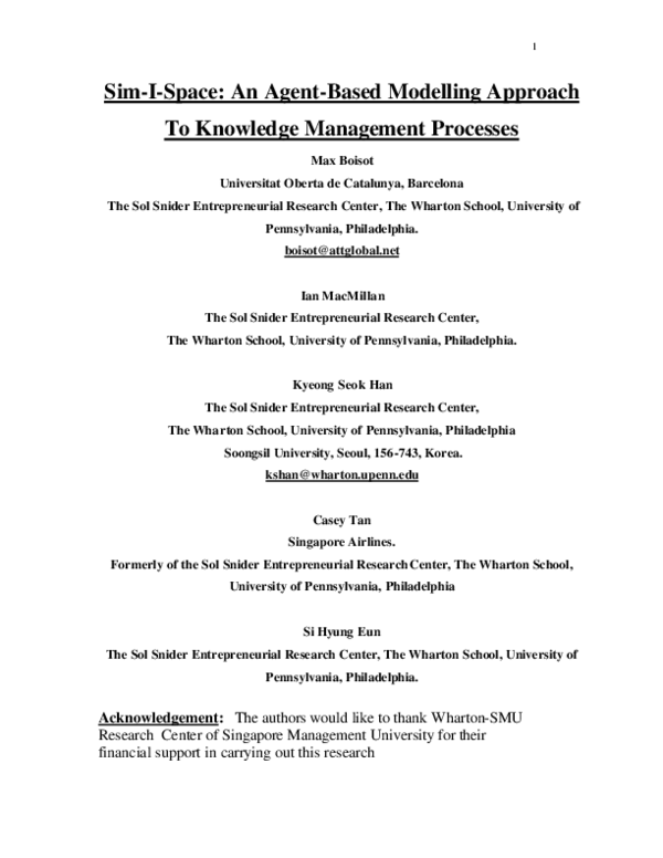 (PDF) Sim-I-Space: An Agent-Based Modelling Approach to Knowledge ...