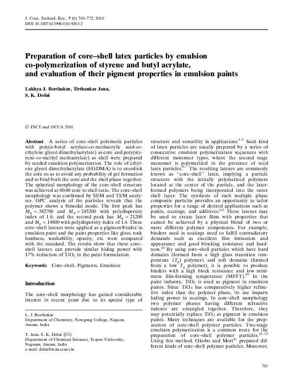 (PDF) Preparation of core–shell latex particles by emulsion co ...