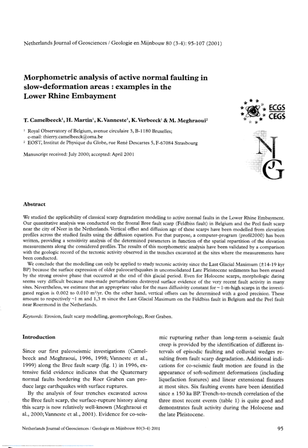 (PDF) Morphometric analysis of active normal faulting in slow-deformation areas : examples in ...