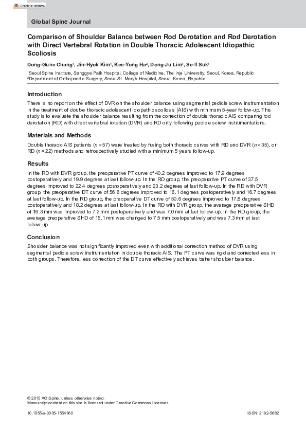 (PDF) Comparison of Shoulder Balance between Rod Derotation and Rod ...