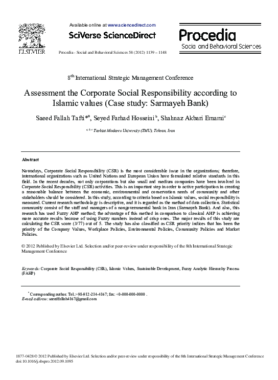 (PDF) Assessment the Corporate Social Responsibility According to ...