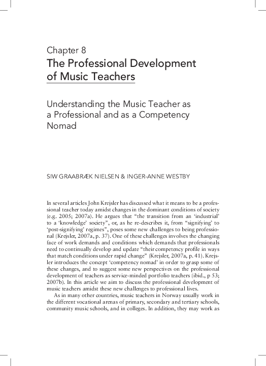 (PDF) The professional development of music teachers. Understanding the ...
