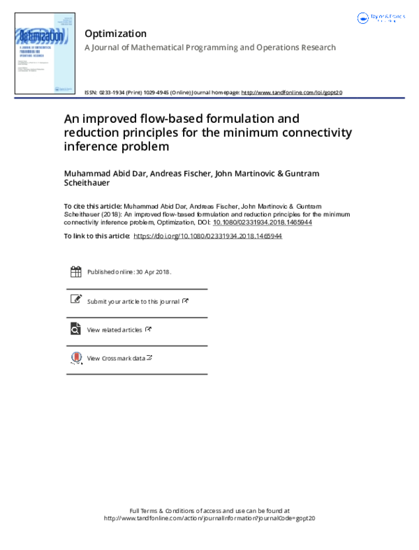 Pdf An Improved Flow Based Formulation And Reduction Principles For The Minimum Connectivity