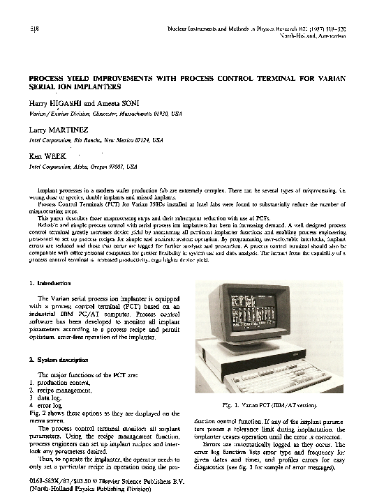 (PDF) Process yield improvements with process control terminal for ...