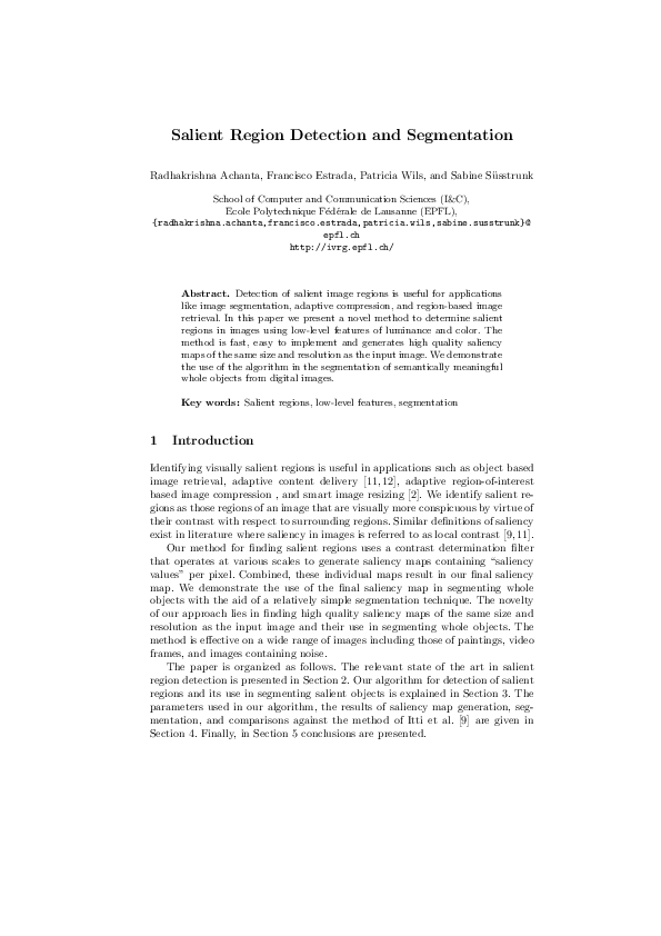 (PDF) Salient Region Detection and Segmentation (PDF) Salient Region Detection and Segmentation