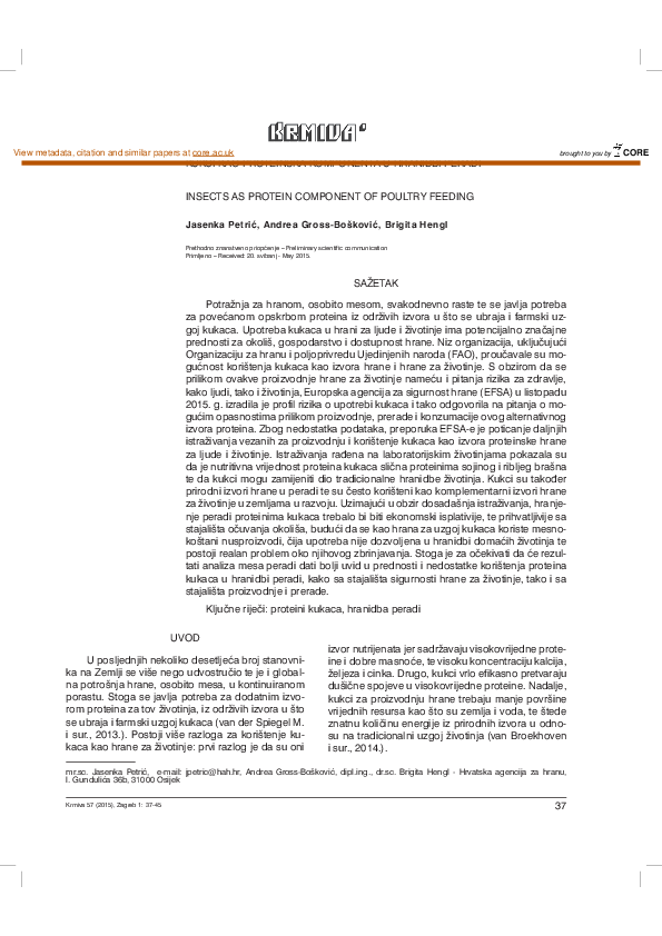 (PDF) Insects as Protein Component of Poultry Feeding