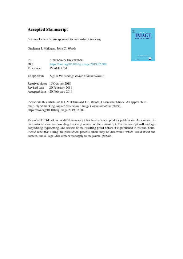 Pdf Learn Select Track An Approach To Multi Object Tracking