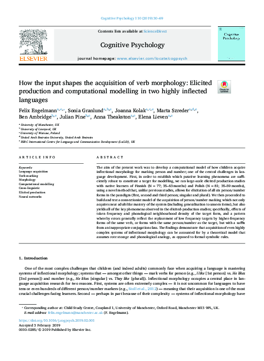 (PDF) How the input shapes the acquisition of verb morphology: Elicited production and ...
