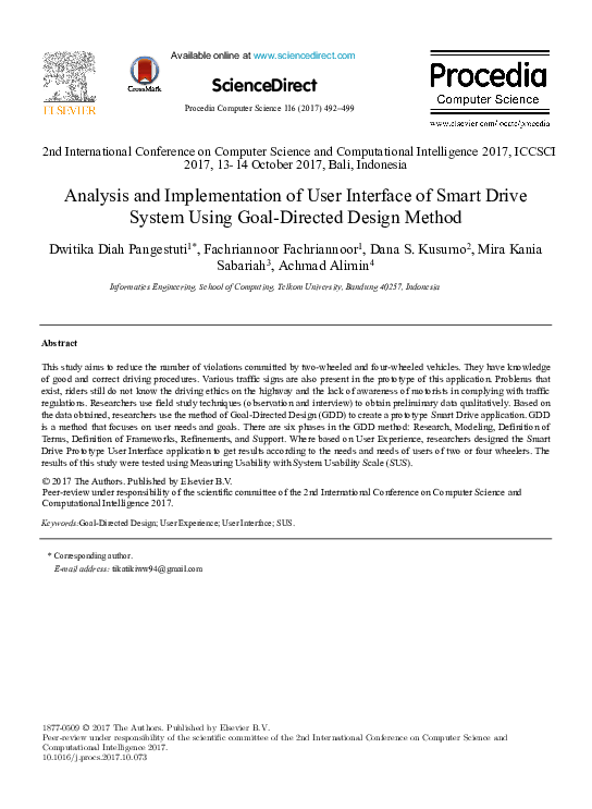 (PDF) Analysis and Implementation of User Interface of Smart Drive System Using Goal-Directed ...