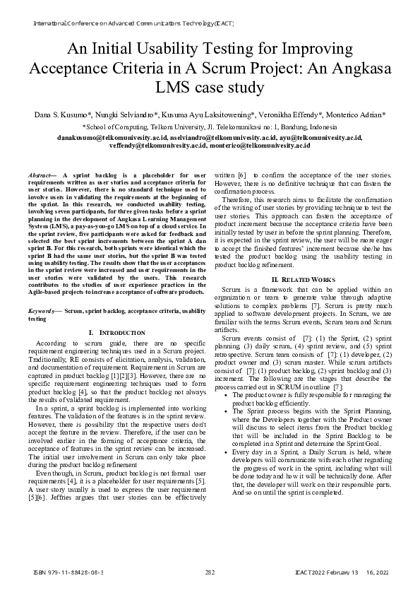 (PDF) An Initial Usability Testing for Improving Acceptance Criteria in ...