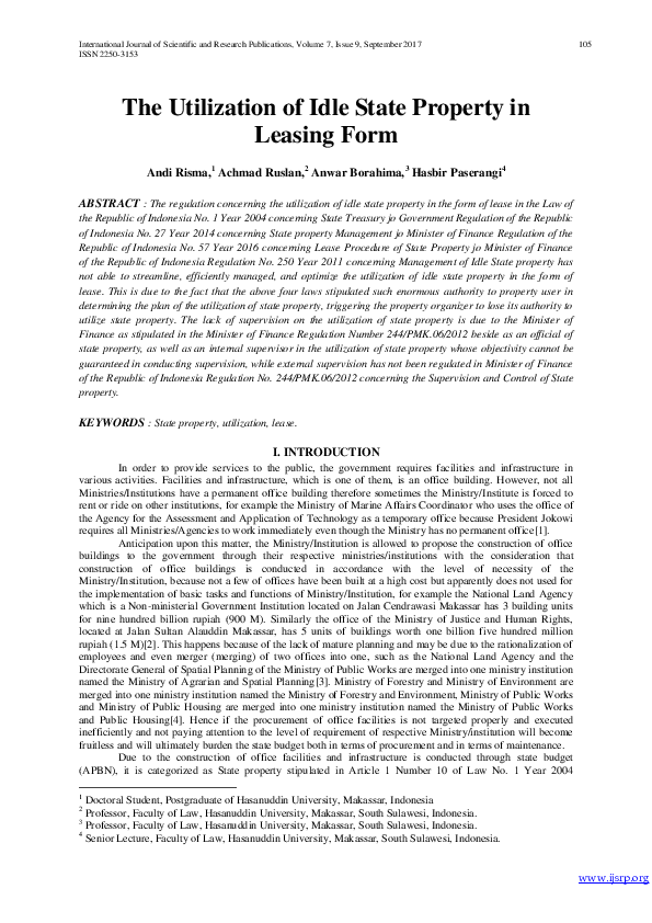 (PDF) The Utilization of Idle State Property in Leasing Form