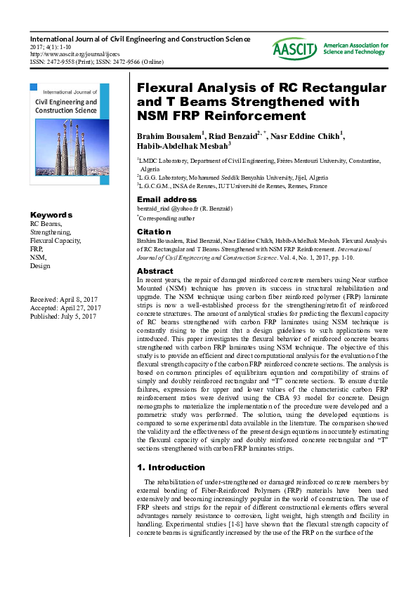 (PDF) Flexural Analysis of RC Rectangular and T Beams Strengthened with NSM FRP Reinforcement