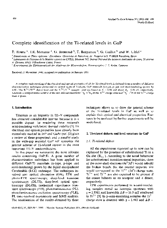 (PDF) Complete identification of the Ti-related levels in GaP