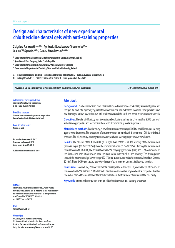 (PDF) Design and characteristics of new experimental chlorhexidine ...