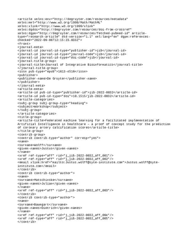 Federated Machine Learning For A Facilitated Implementation Of Artificial Intelligence In