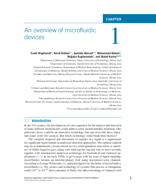 Pdf Biomedical Applications Of Microfluidic Devices Achievements And Challenges