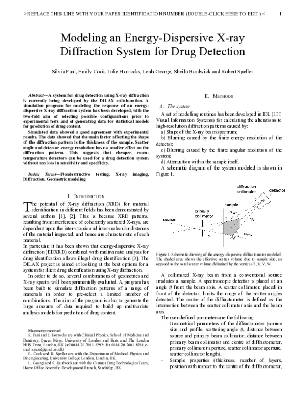 (PDF) Modelling an Energy-Dispersive X-Ray Diffraction System for Drug ...