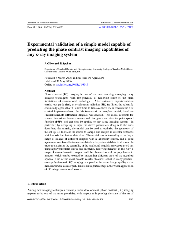Pdf Experimental Validation Of A Simple Model Capable Of Predicting