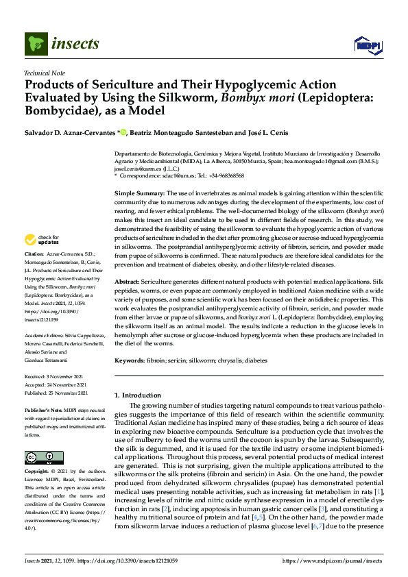 (PDF) Products of Sericulture and Their Hypoglycemic Action Evaluated by Using the Silkworm ...