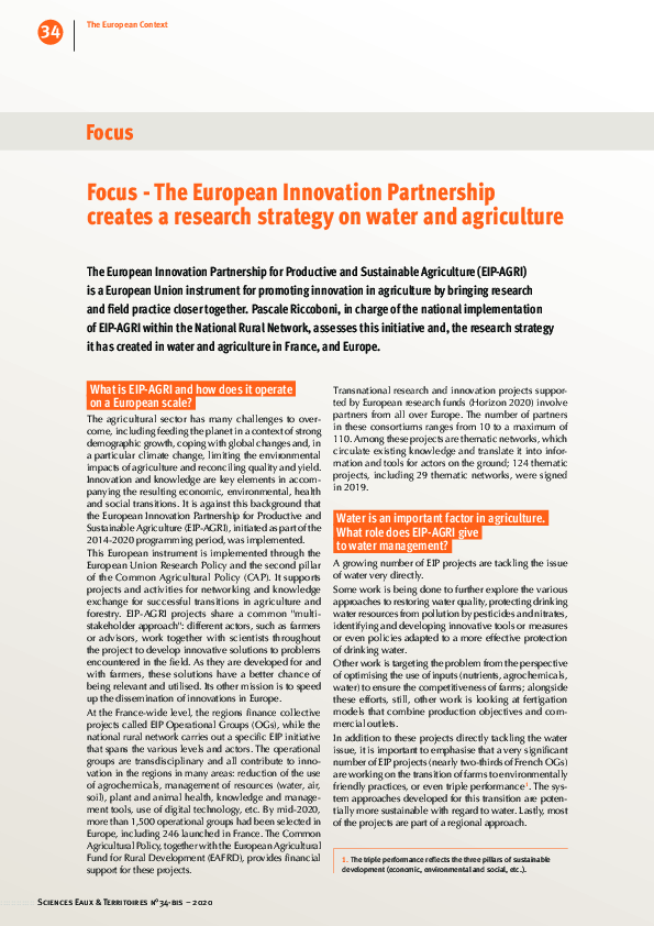 (PDF) Focus – The European Innovation Partnership creates a research ...